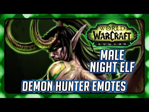WOW Legion ► Demon Hunter Flirts, Jokes & Other Emotes (Male Night Elf - Beta)