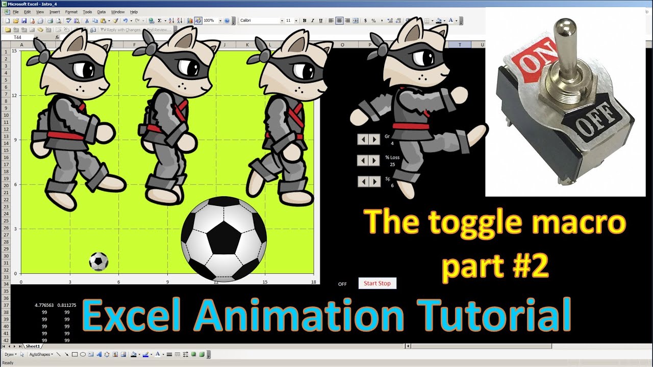 The Start-Pause VBA Macro for Excel Animation, tutorial - part 2