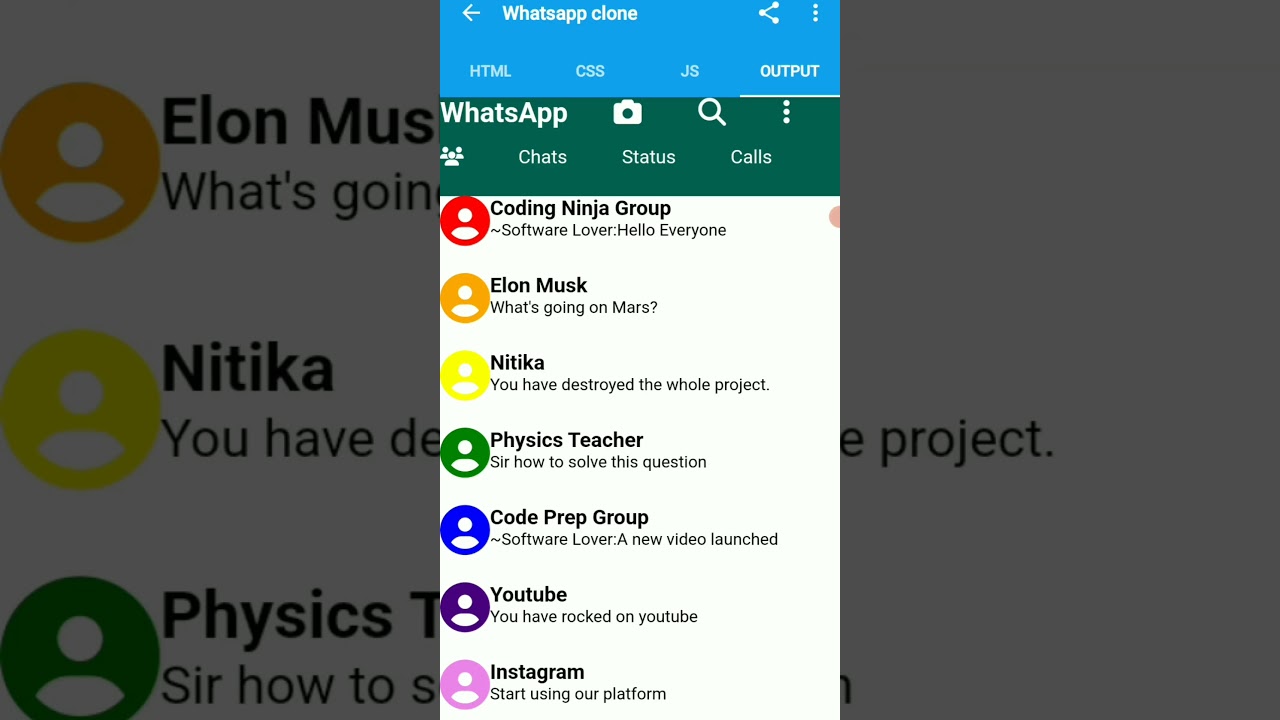 Whatsapp clone in Html and CSS #htmlcss #coding #learnwebcode #webprogramming #coding