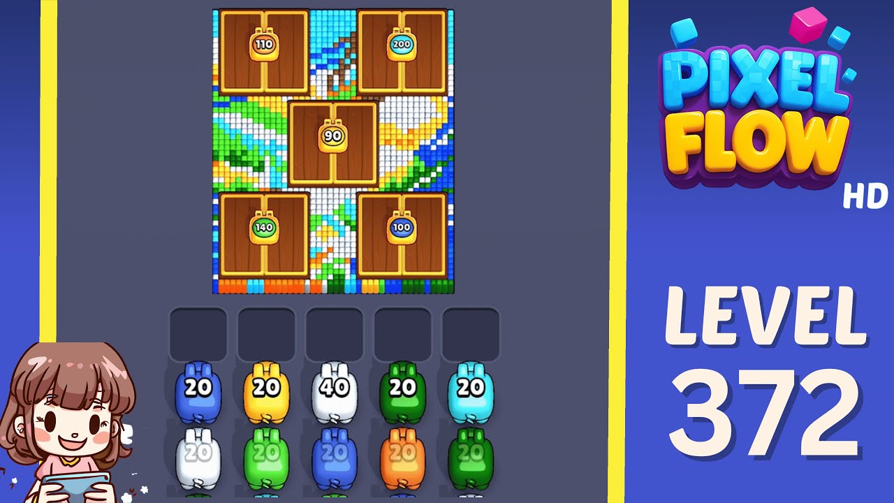 Pixel Flow Level 372 Solution Walkthrough