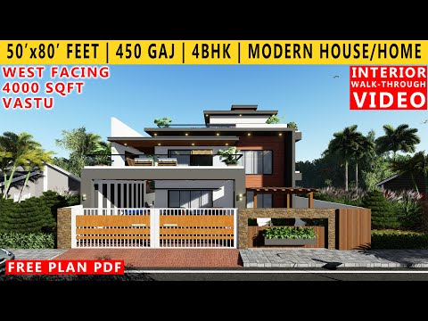 50' x 80' FEET HOUSE DESIGN | 4BHK BUNGALOW | 450 GAJ | 4000 SQUARE FEET HOUSE PLAN | DUPLEX DESIGN