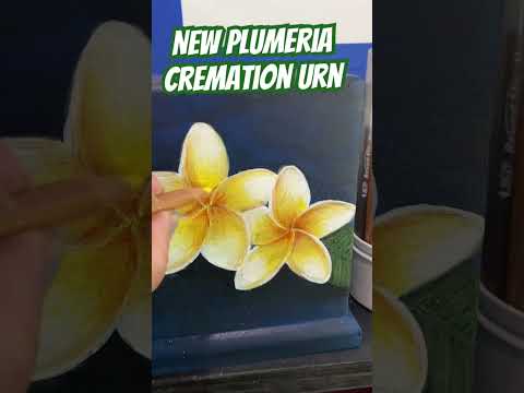 New Hawaii plumeria tropical floral cremation urn. #funeral W/ @AspenSkyDesigns-woodwork-kr9tn