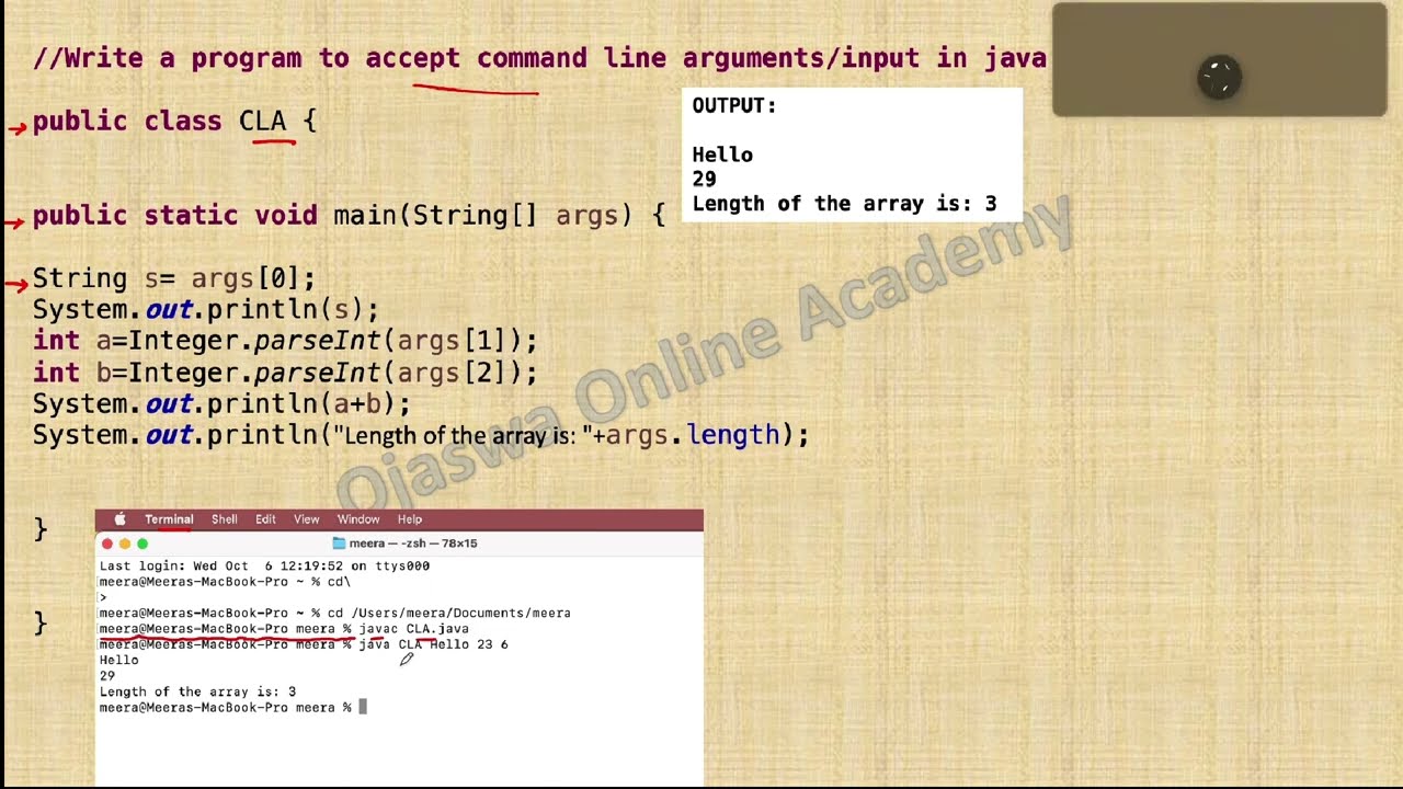 Command Line Arguments | Write a java program to demonstrate Command Line Arguments.