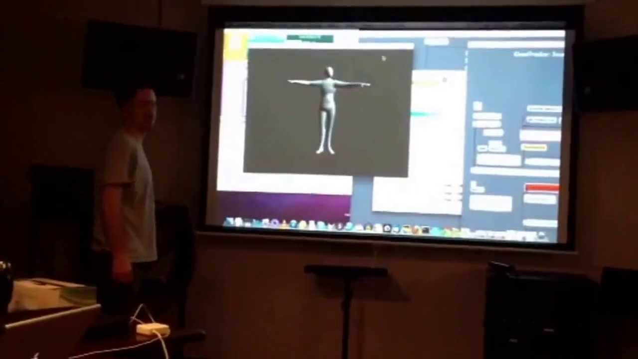 Max/Msp Jitter / Kinect sensor avatar control demonstration
