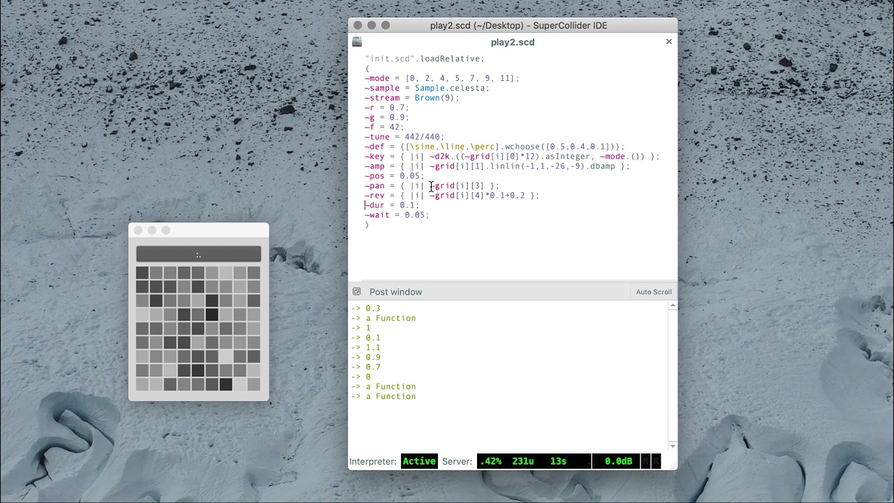 live-coding granular synth in SuperCollider