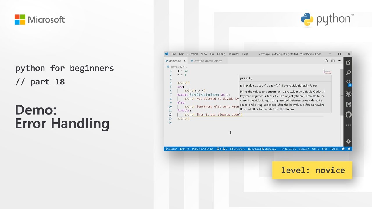 Demo: Error Handling | Python for Beginners [18 of 44]