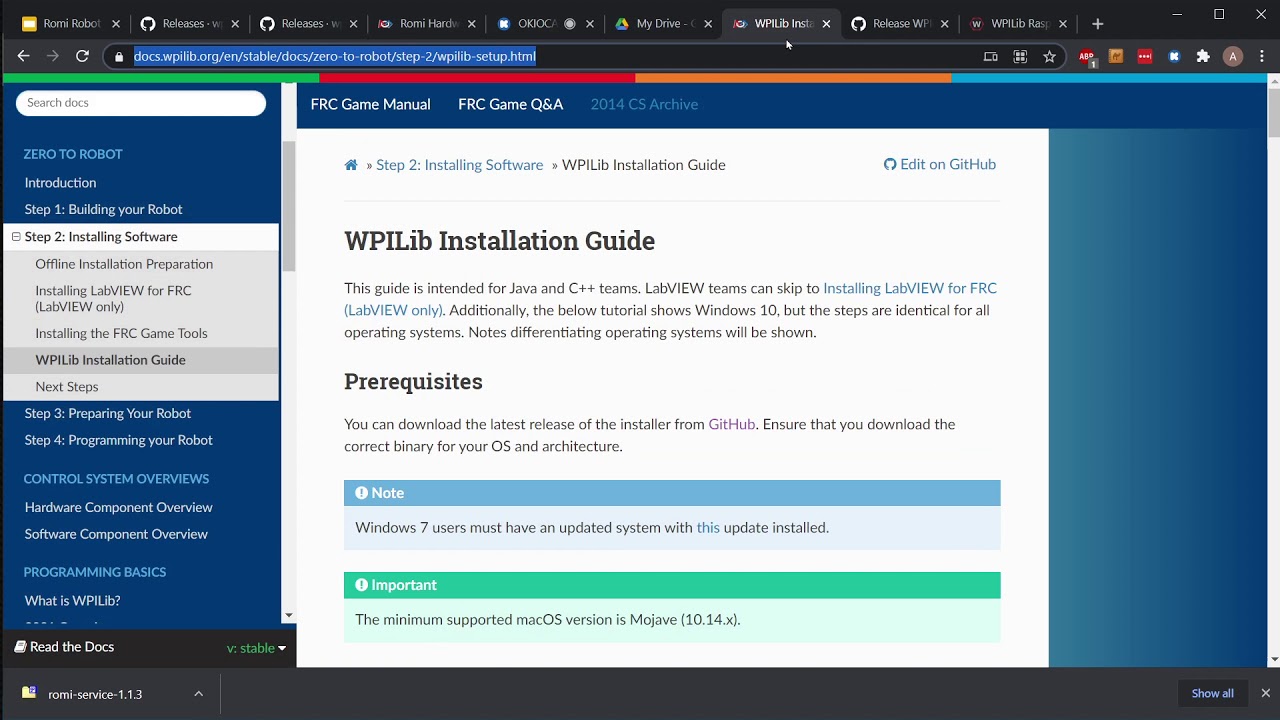 Romi Setup and Initial Programming