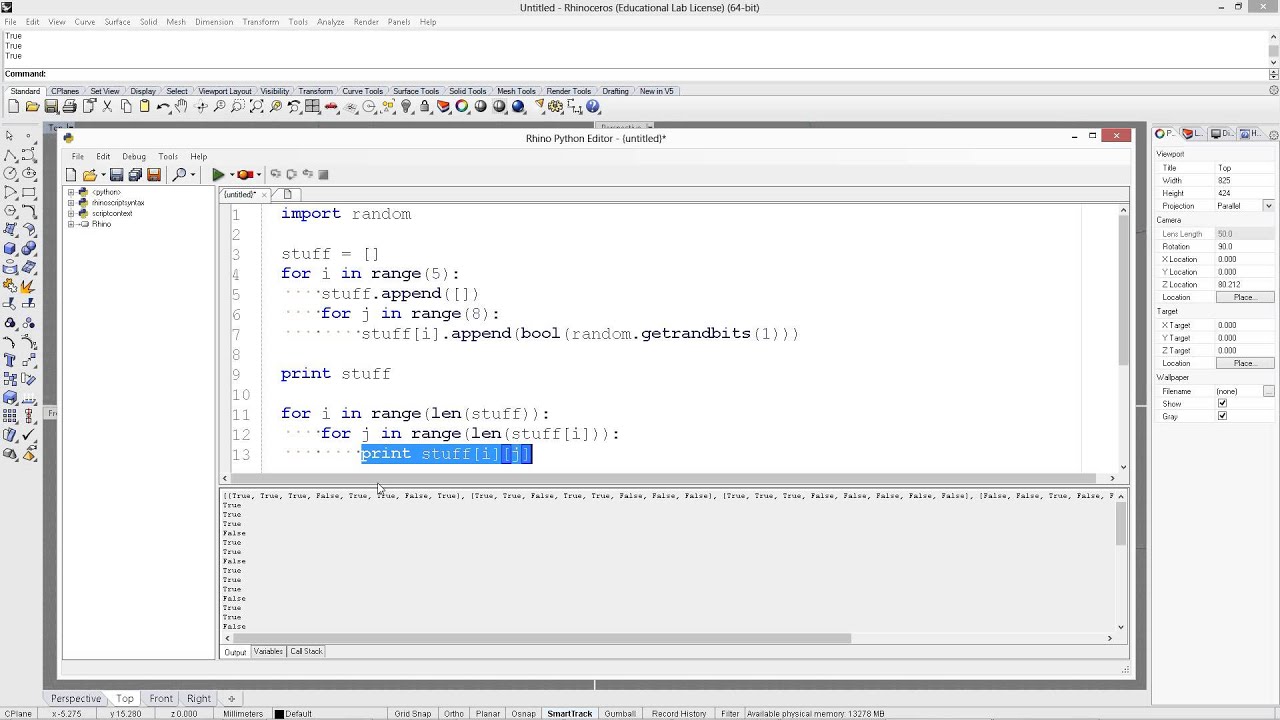RhinoPython MultiDimensionalLists