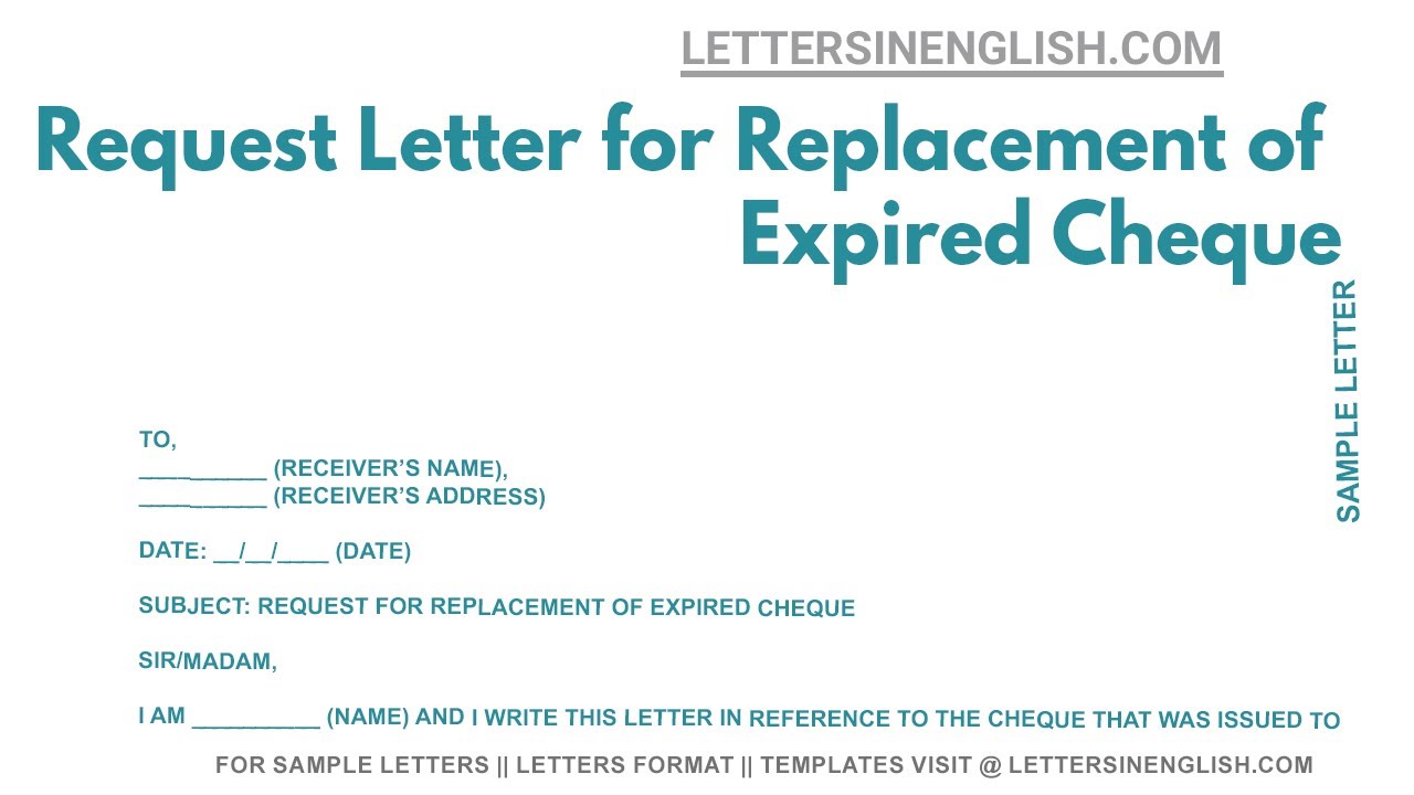 Request Letter For Replacement Of Expired Cheque - Requesting Letter of Expired Cheque