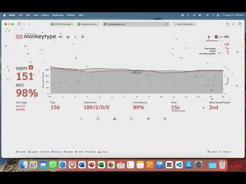 151 WPM · Monkeytype 15 Seconds Spanish