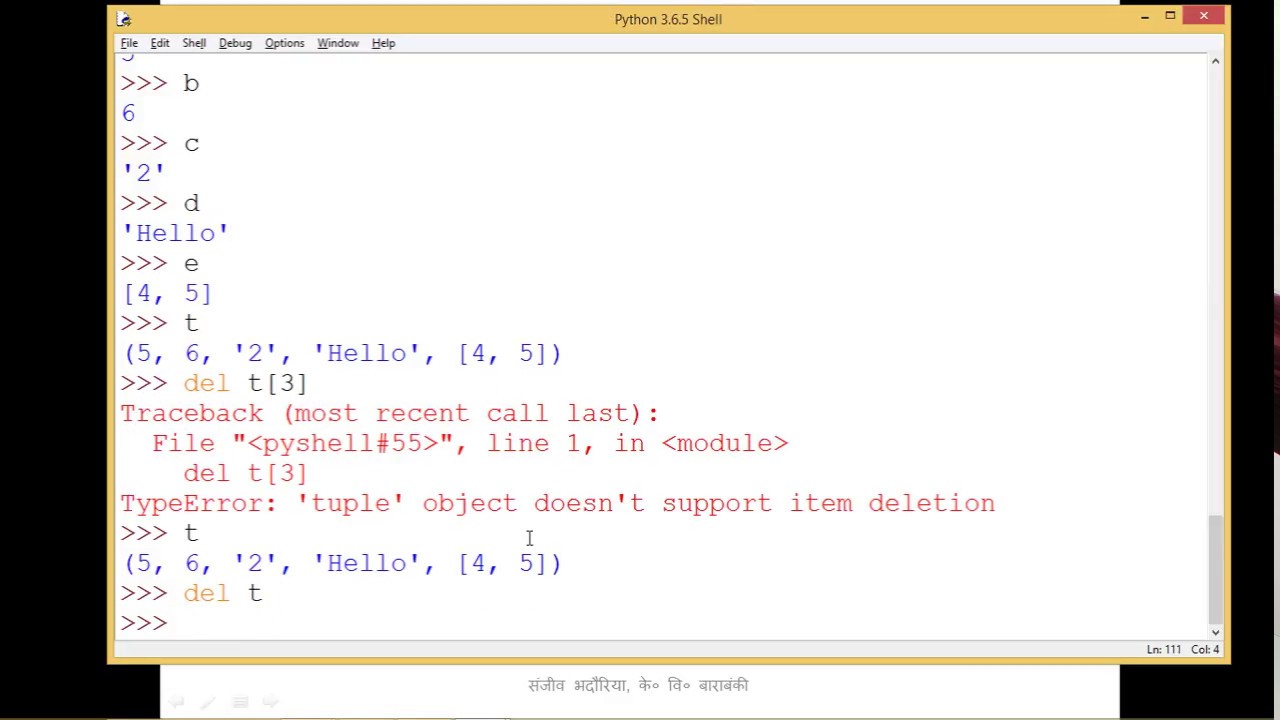Chapter 8 Tuple Manipulation CBSE Class XI Computer Science By Sanjeev Bhadauria