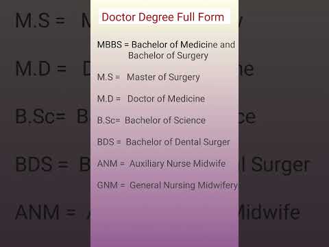 Doctor Degree Full Form #MBBS/MS/MD....Full Form