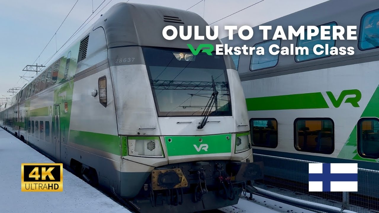 VR FINLAND INTERCITY TRAIN IC24 - Oulu To Tampere, Ekstra Calm Class, Winter Train Travel (4K)