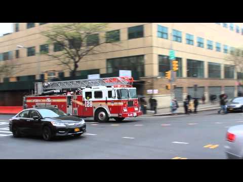 FDNY Engine Company 259 and Ladder Company 128 responding urgently in Queens