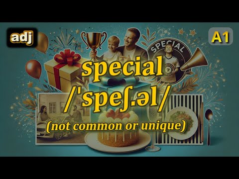 [adj] Special meaning (not common or unique) with 5 examples
