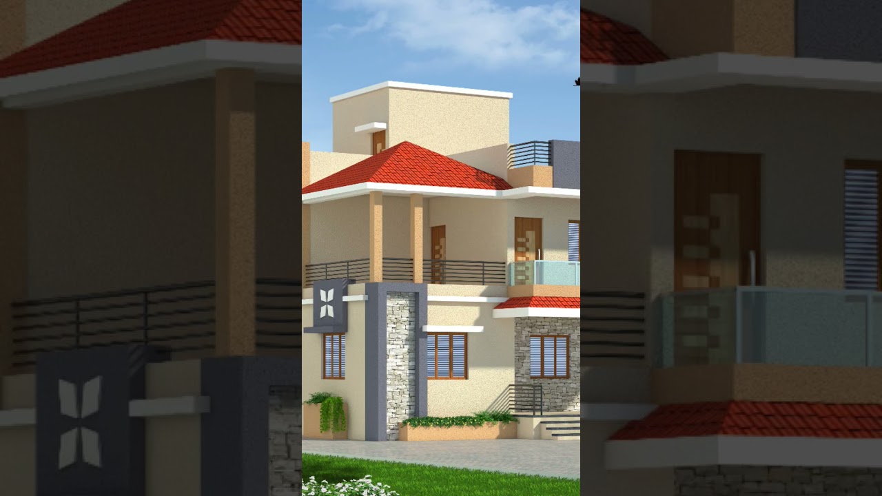House Front Elevation Design ll Balcony sloping roof design