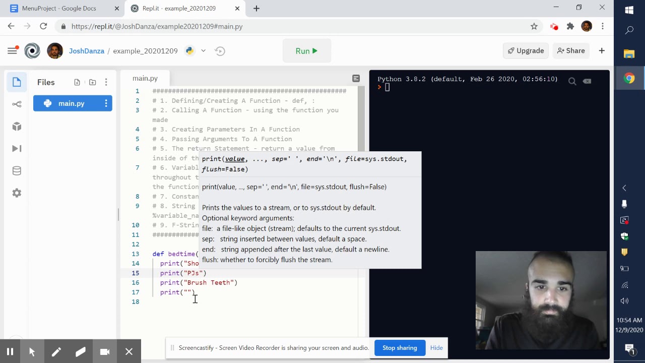 Menu Project (Functions) | APCSP Project Walkthroughs