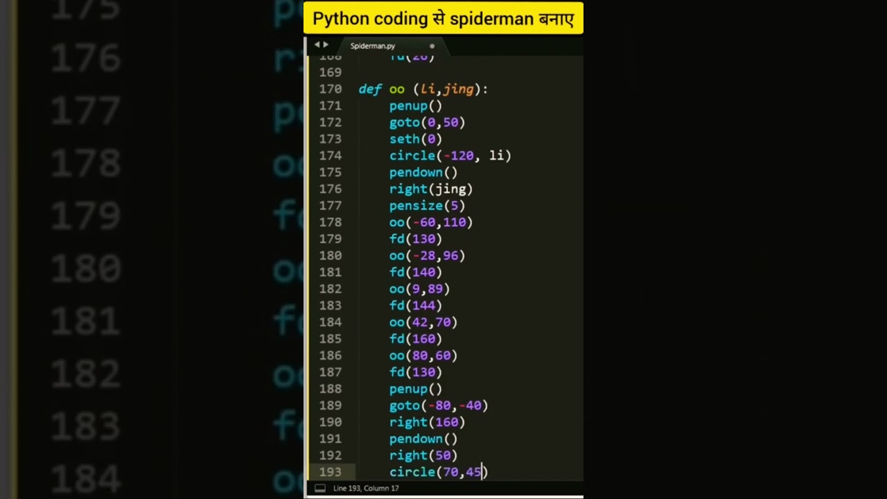 Create a Spiderman using python coding |python programer| #tech #python #coding #techiebabuji