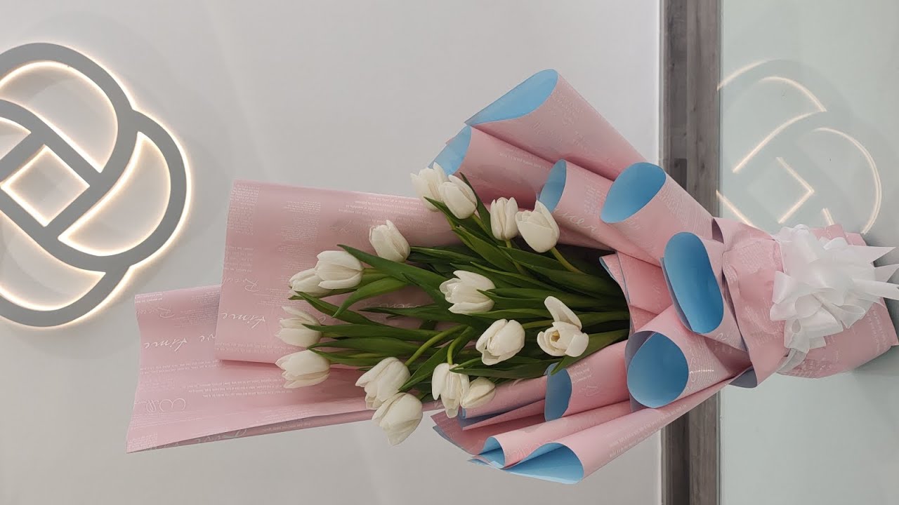 White Tulips Flower Bouquet.