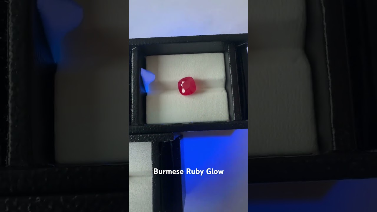 Burmese rubies glow vivid red in UV light. A natural magic from Burma’s Famed chromium-rich mines.