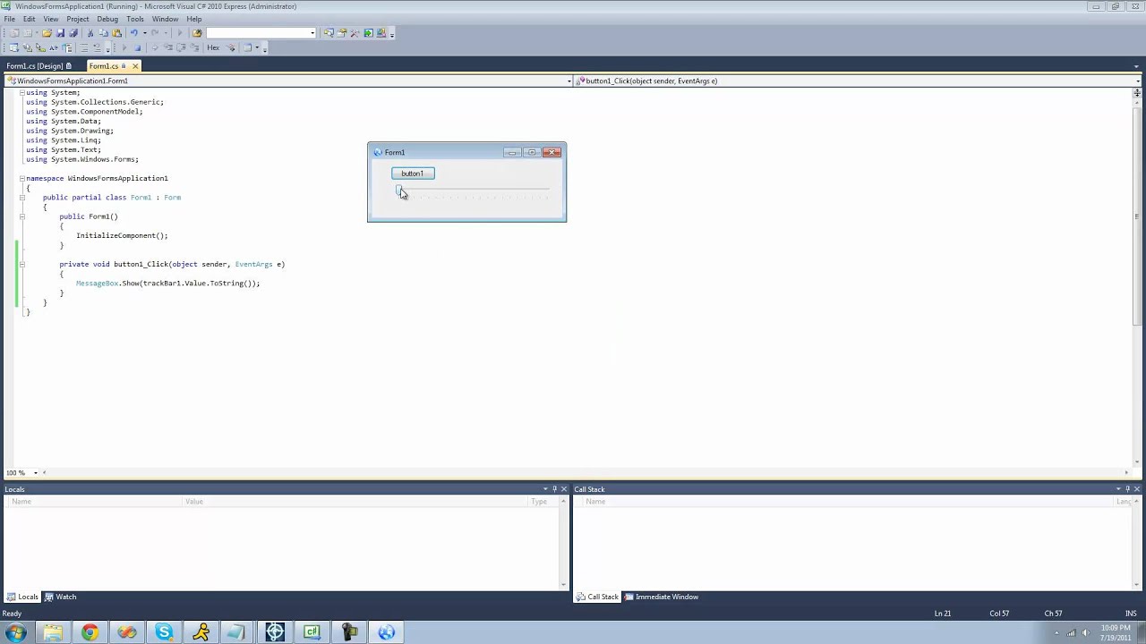 C# Beginners Tutorial - 108 - TrackBar and NumericUpDown Controls