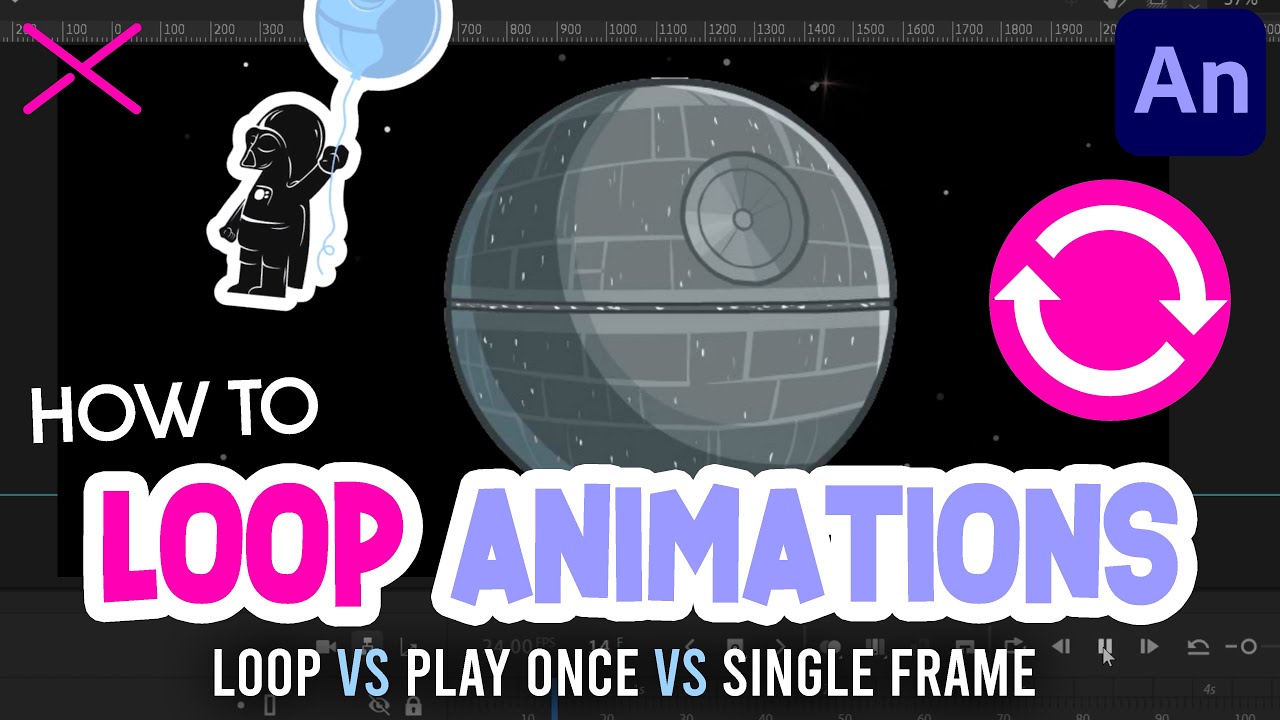 How To LOOP Animations in Adobe Animate CC | Looping vs Play Once vs Single Frame