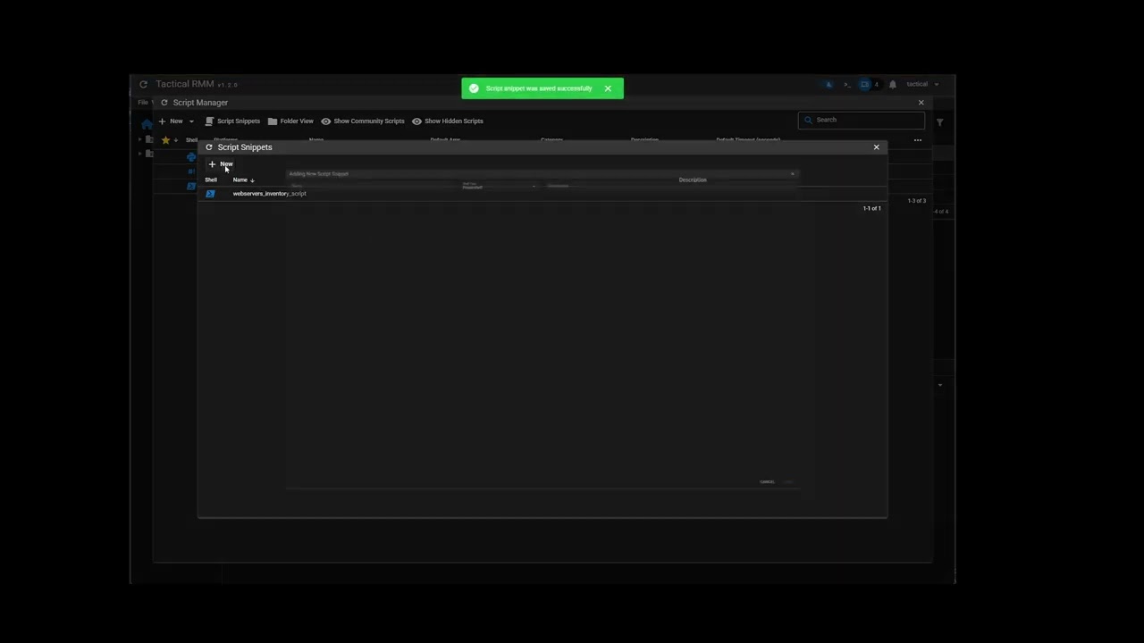 Tactical RMM script snippet example with custom fields