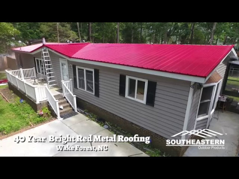 40 Year Bright Red Metal Roofing Wake Forest, North Carolina