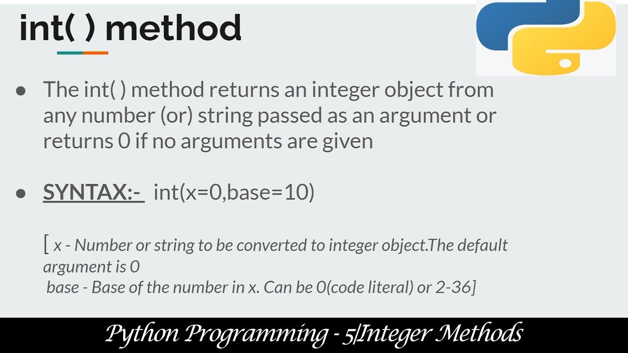 Integer method | Python Programming for Beginners