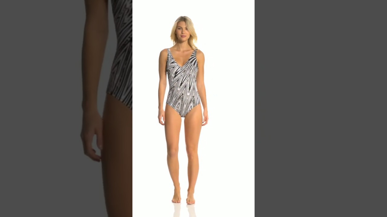 Gottex Star Leopard Surplice One Piece Swimsuit | SwimOutlet.com