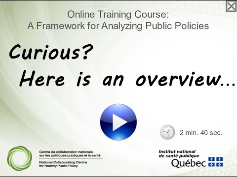 Overview of the Online Course - A Framework for Analyzing Public Policies
