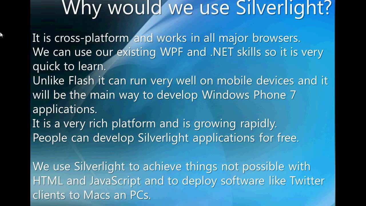 Introduction to developing applications with Silverlight