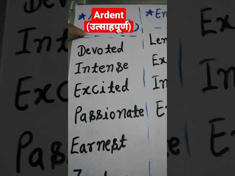 English Vocabulary Word "Ardent" Synonyms Antonyms, Climber Learning Education