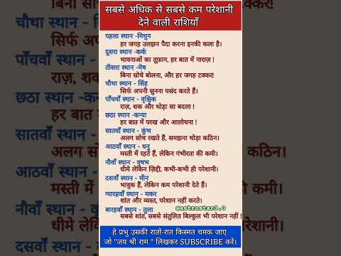 सबसे अधिक से सबसे कम परेशानी देने वाली राशियाँ