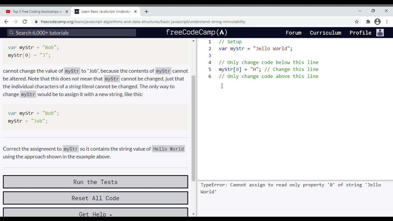 33 - Learn Basic JavaScript   Understand String Immutability
