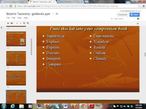 Bloom's Taxonomy Video Instructions
