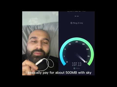 Sky broadband speed test on mobile phone 500mbps