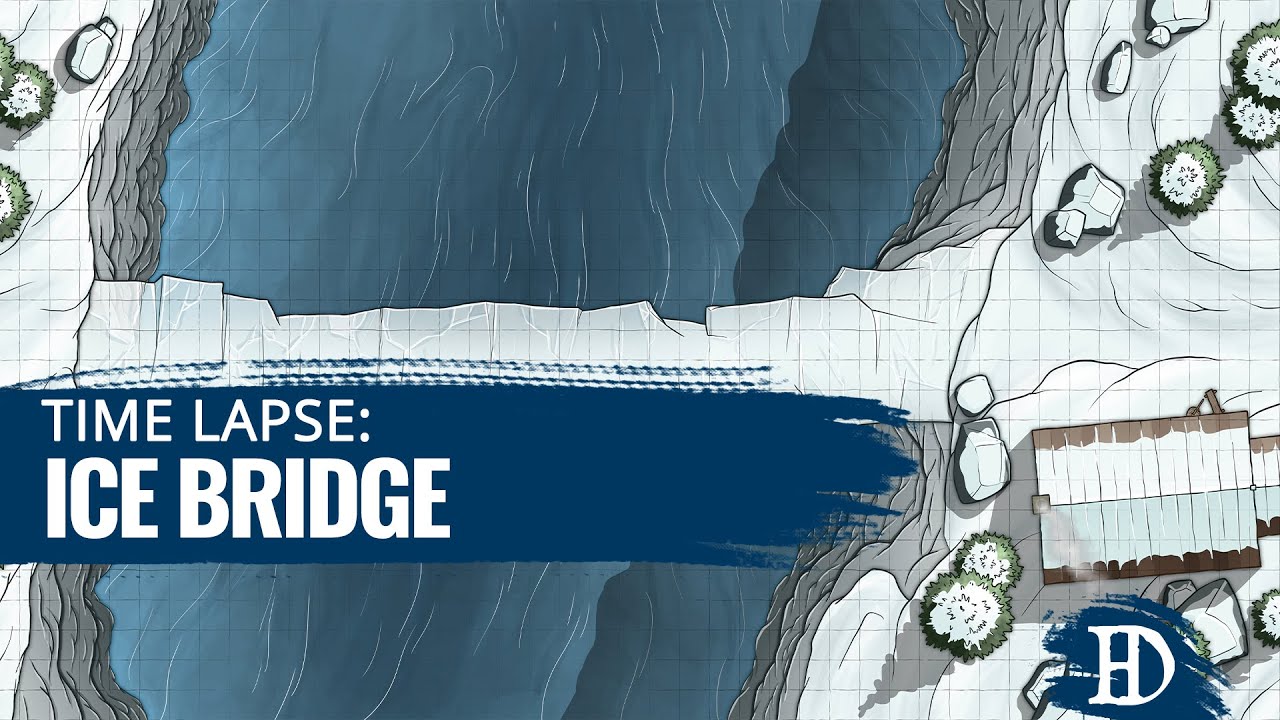 Drawing a Battlemap - Time Lapse: Ice Bridge