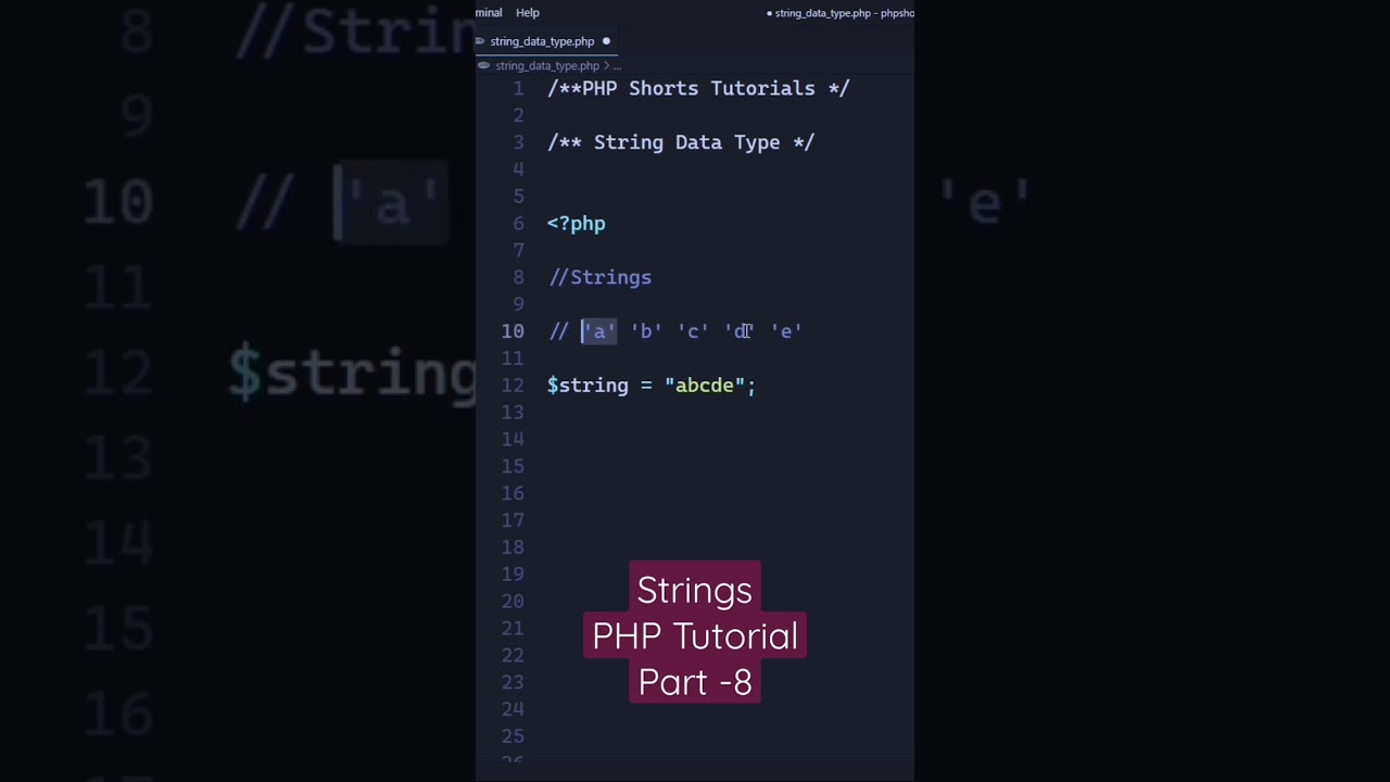 PHP Tutorial: String Data Type - Part -8 #shorts #phptutorial