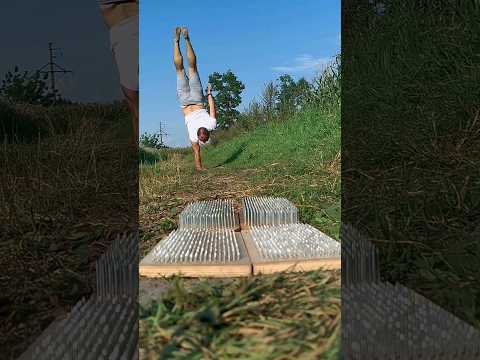 Standing on nails #standing #walking #handstand #yoga #nails #shorts #youtube