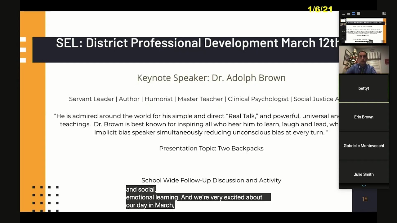 School Committee: Curriculum, Instruction and Student Life 1/6/2021 (hybrid remote)