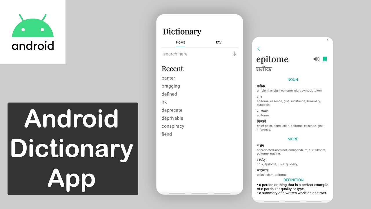 Android dictionary app created on android studio with external database