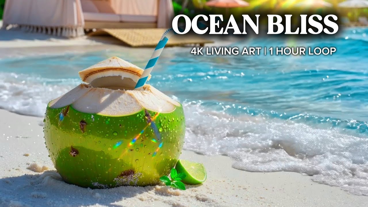 🥥 Maldives Live Wallpaper 4K 1 Hour | Turquoise Ocean & Coconut |Relaxing Background for TV & Events