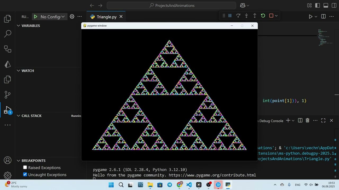 Sierpinski Triangle in Pygame | Python Fractal Animation