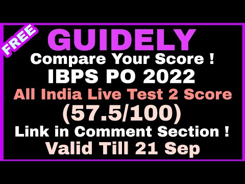 GUIDELY : IBPS PO 2022 FREE LIVE Mock Test 2 Score | Compare Your Score |