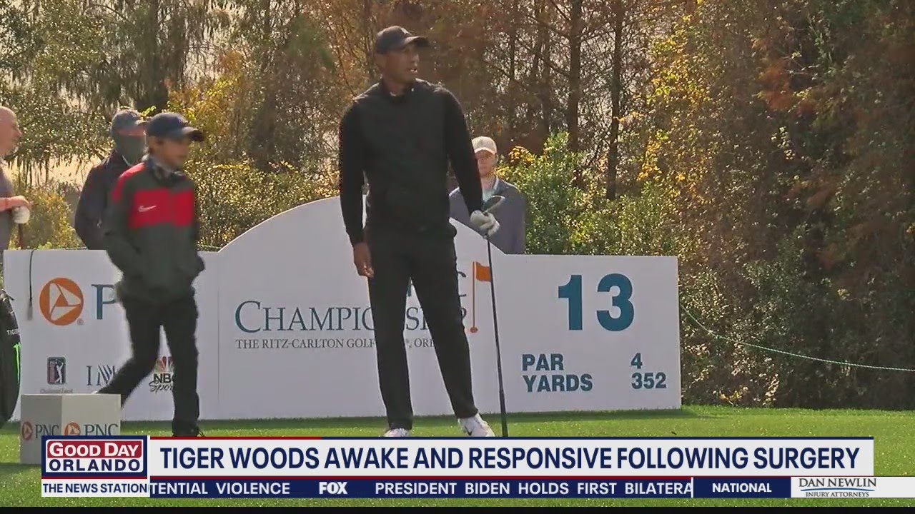 Tiger Woods awake, responsive following surgery