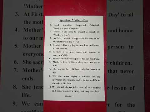 10 lines speech on mother's day|| Mother's Day Speech||Speech On Mother's Day In English