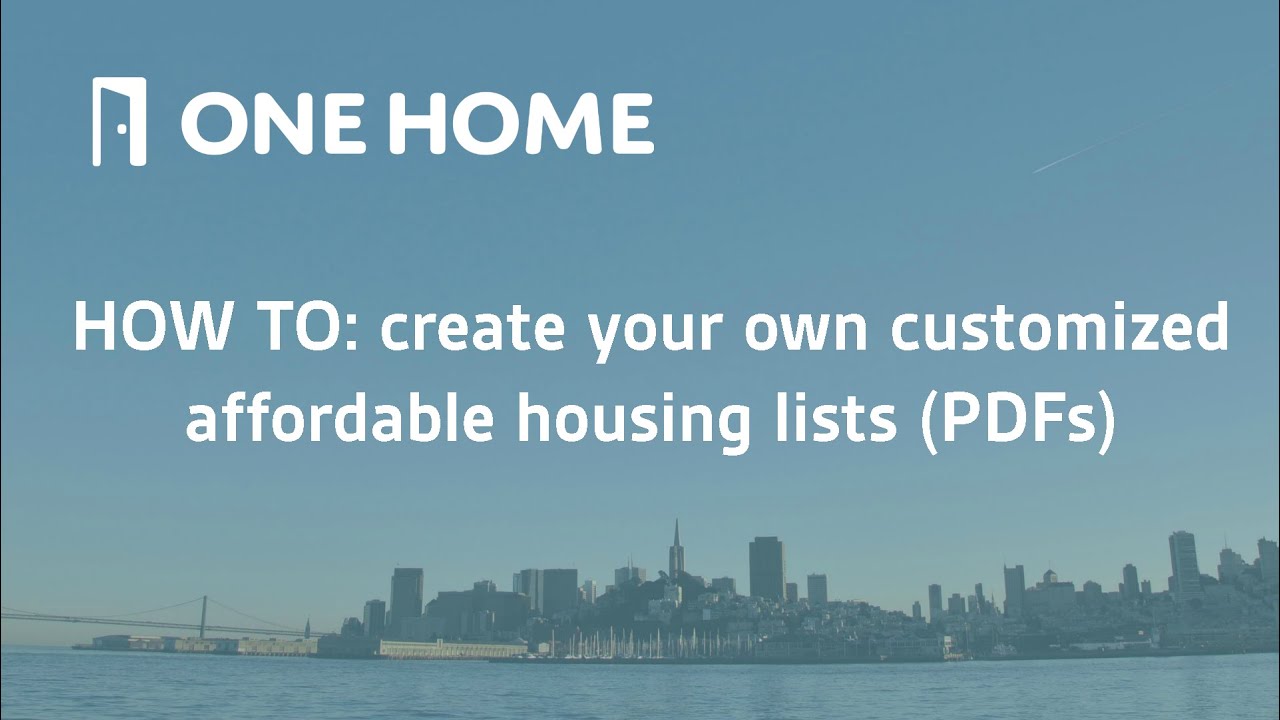 ONE HOME  How to create your own housing lists PDFS