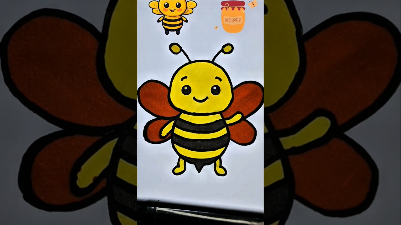 How to colour a honeybee 🐝🌼 | #honeybee #bee #coloring #drawing #art #shorts