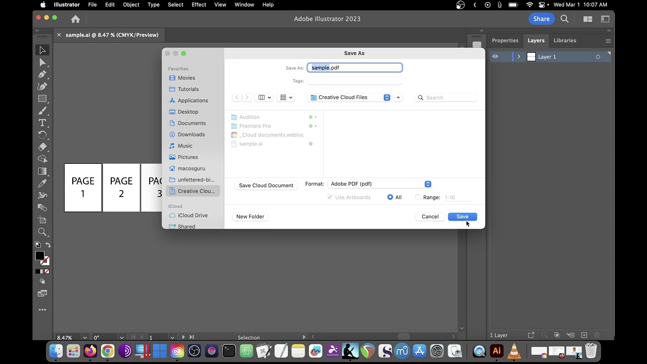 🔥 Adobe Illustrator - Save As Multiple Page PDF File - Export to PDF